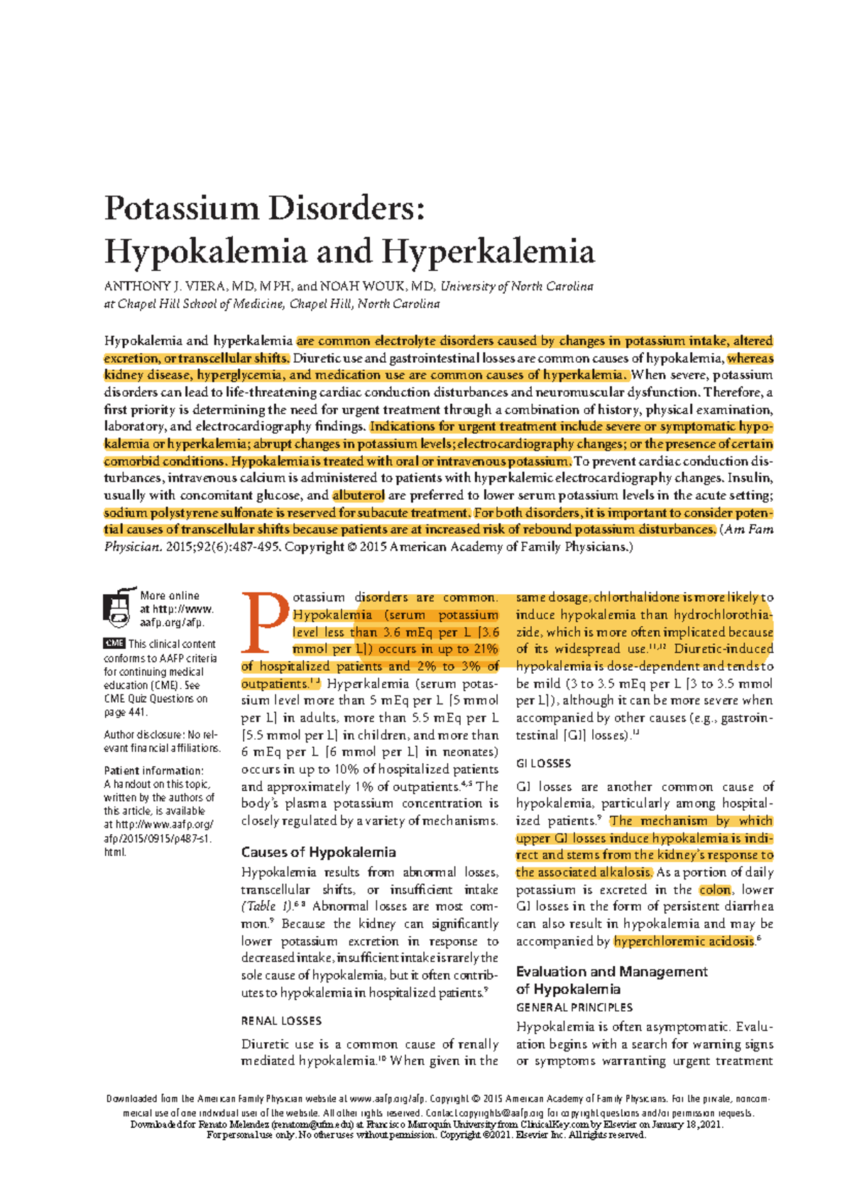 Clase 3 Potassium disorders hypokalemia and hyperkalemia - September 15 ...