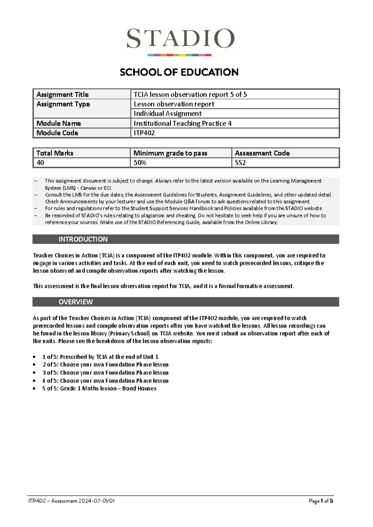 Stadio+Assignment+Template ITP402 SS2+2024 - SCHOOL OF EDUCATION ...