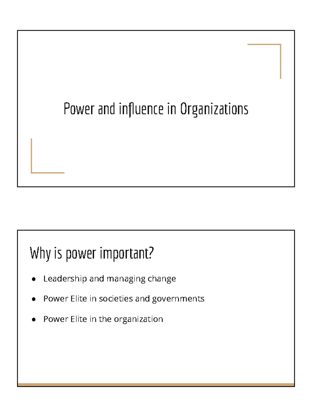 Power and Influence in Organizations - P = f (dependency) Bases of ...