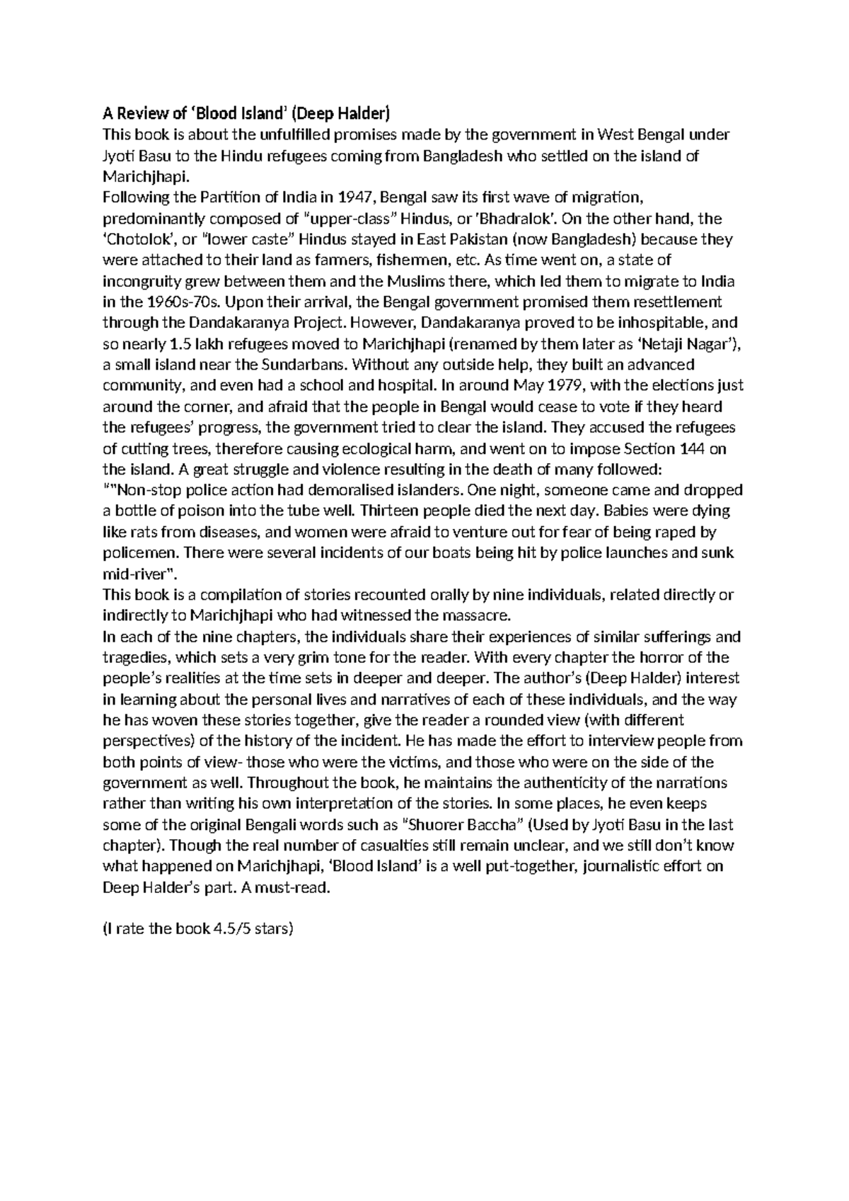 Blood Island Review - A Review of ‘Blood Island’ (Deep Halder) This ...