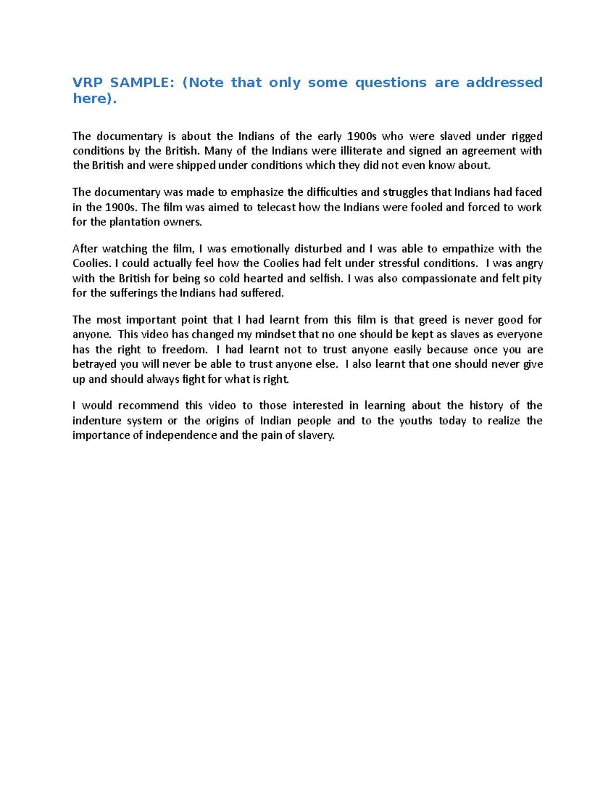 VRP Sample - Class - Pacific Worlds - USP - Studocu