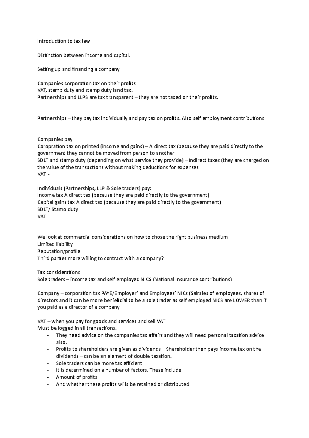 Intro to Tax 06 - Introduction to tax law Distinction between income ...