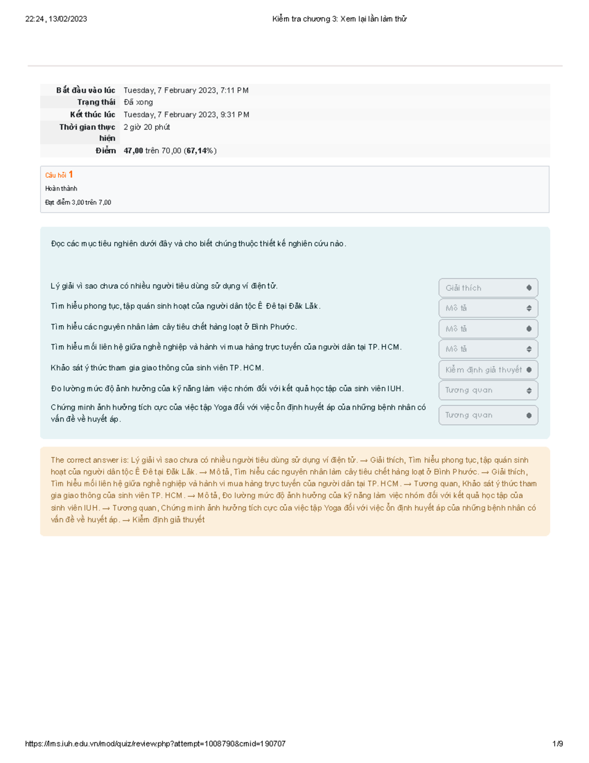 04 Bai KT Ch3 nguon mang - PPLNCKH IUH - Bắt đầu vào lúc Tuesday, 7 February 2023, 7:11 PM Trạng ...