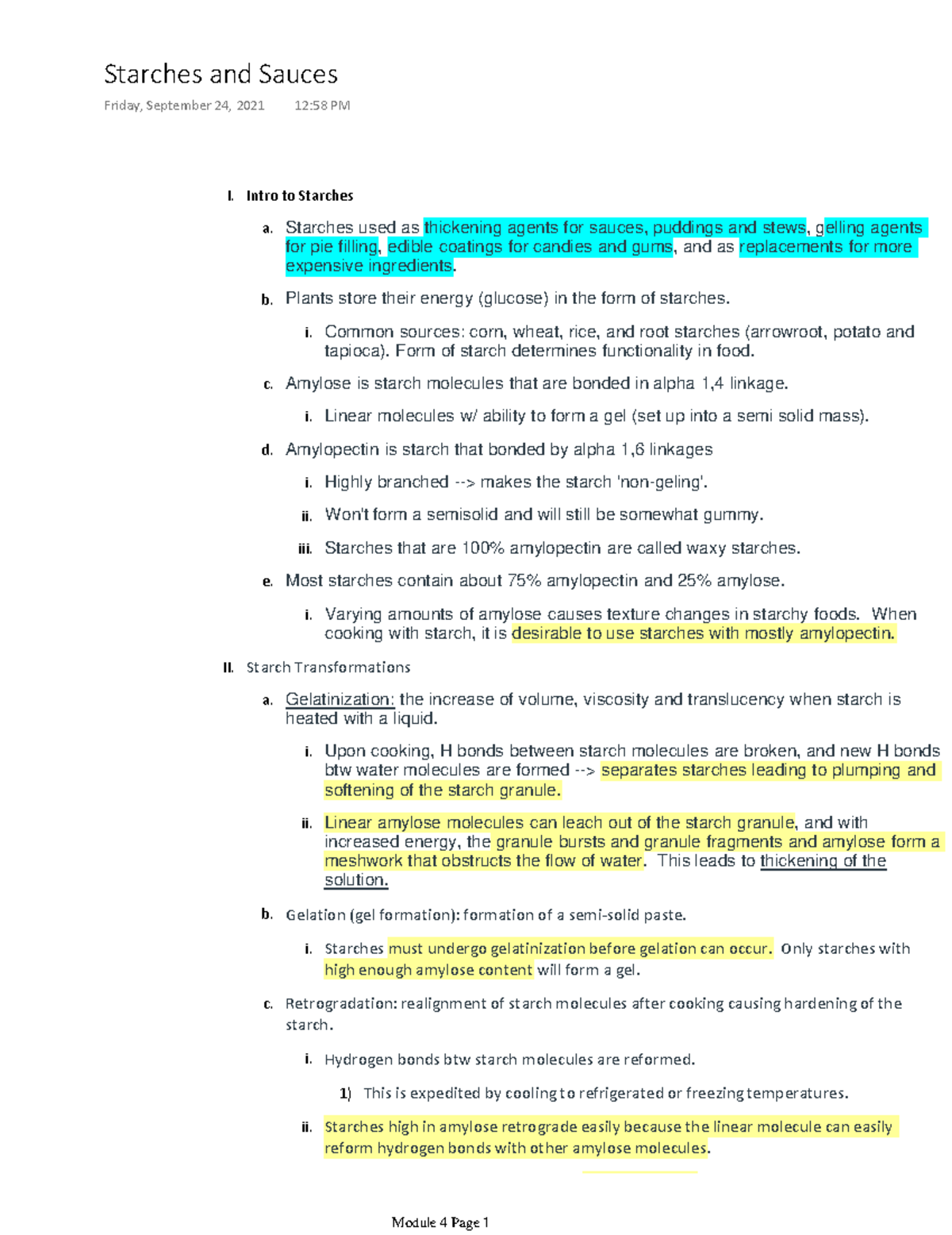 Food Science: Starches and Sauces - Intro to Starches Starches used as ...