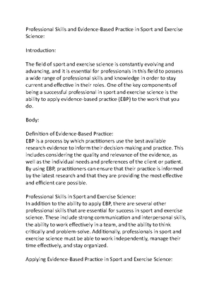 Introduction to Sport and Exercise Science - The assignment will also ...