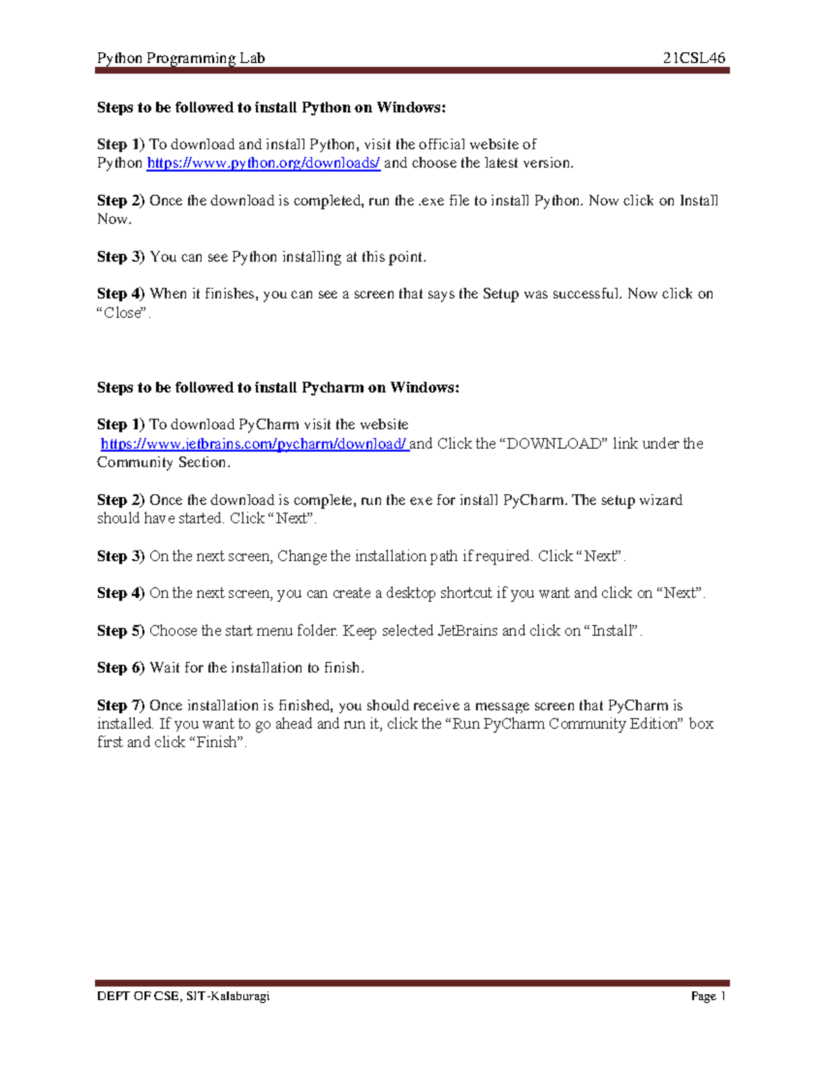 Emailing Python Lab Programs 1-10 - Steps to be followed to install ...