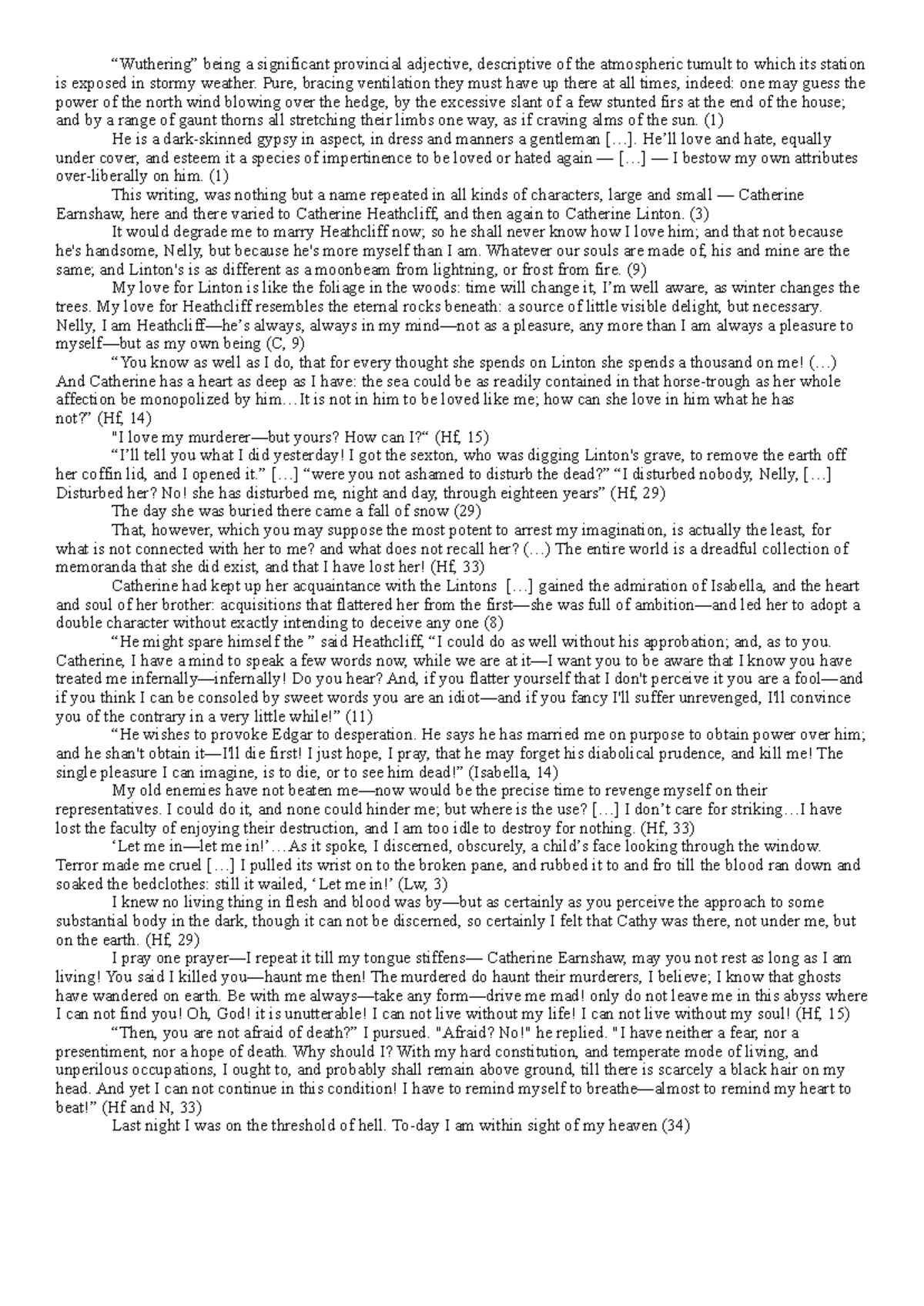 Wuthering Heights - Quotes from the book - “Wuthering” being a ...