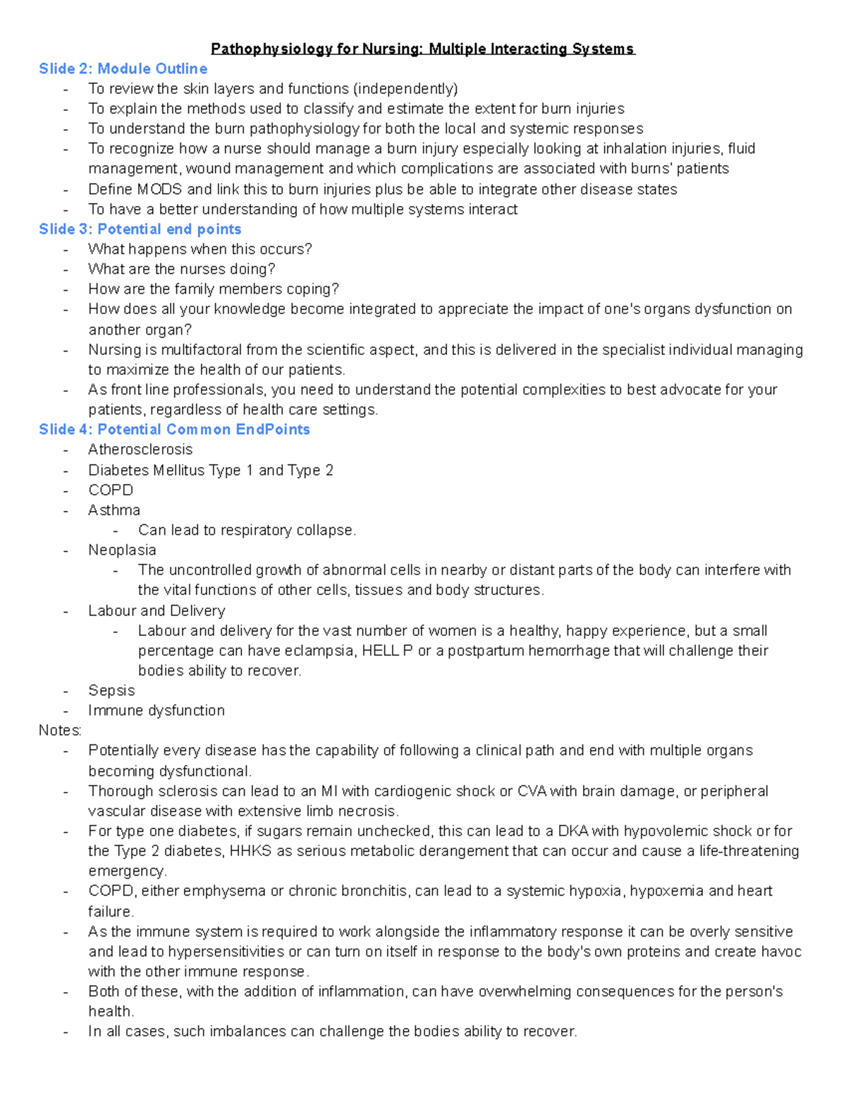 Pathophysiology for Nursing Multiple Interacting Systems - As front ...