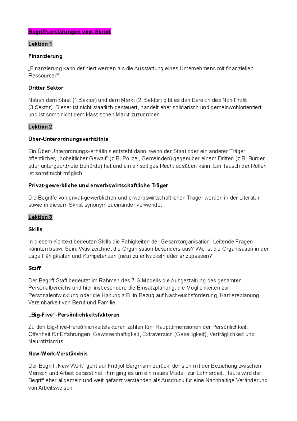 Begriffserklärungen vom Skript - Begriffserklärungen vom Skript Lektion ...