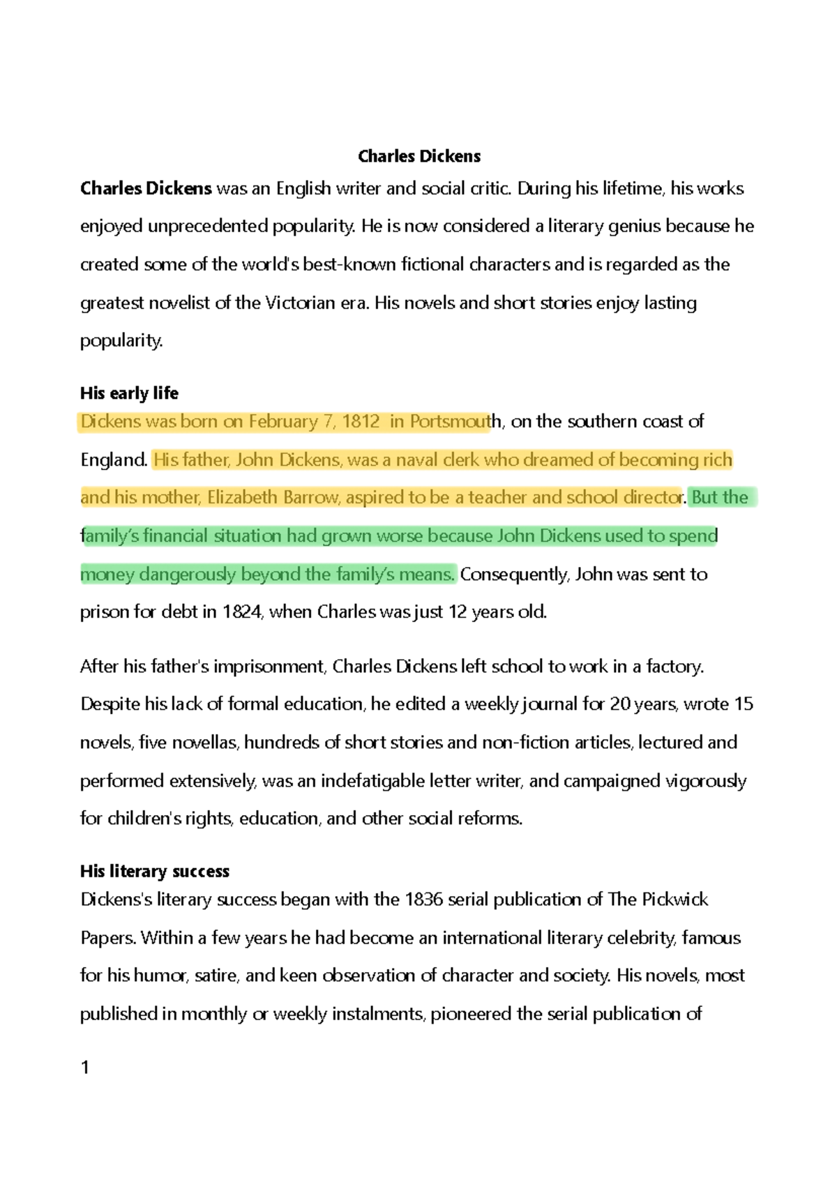 Charles Dickens 1 - Charles Dickens Charles Dickens was an English ...