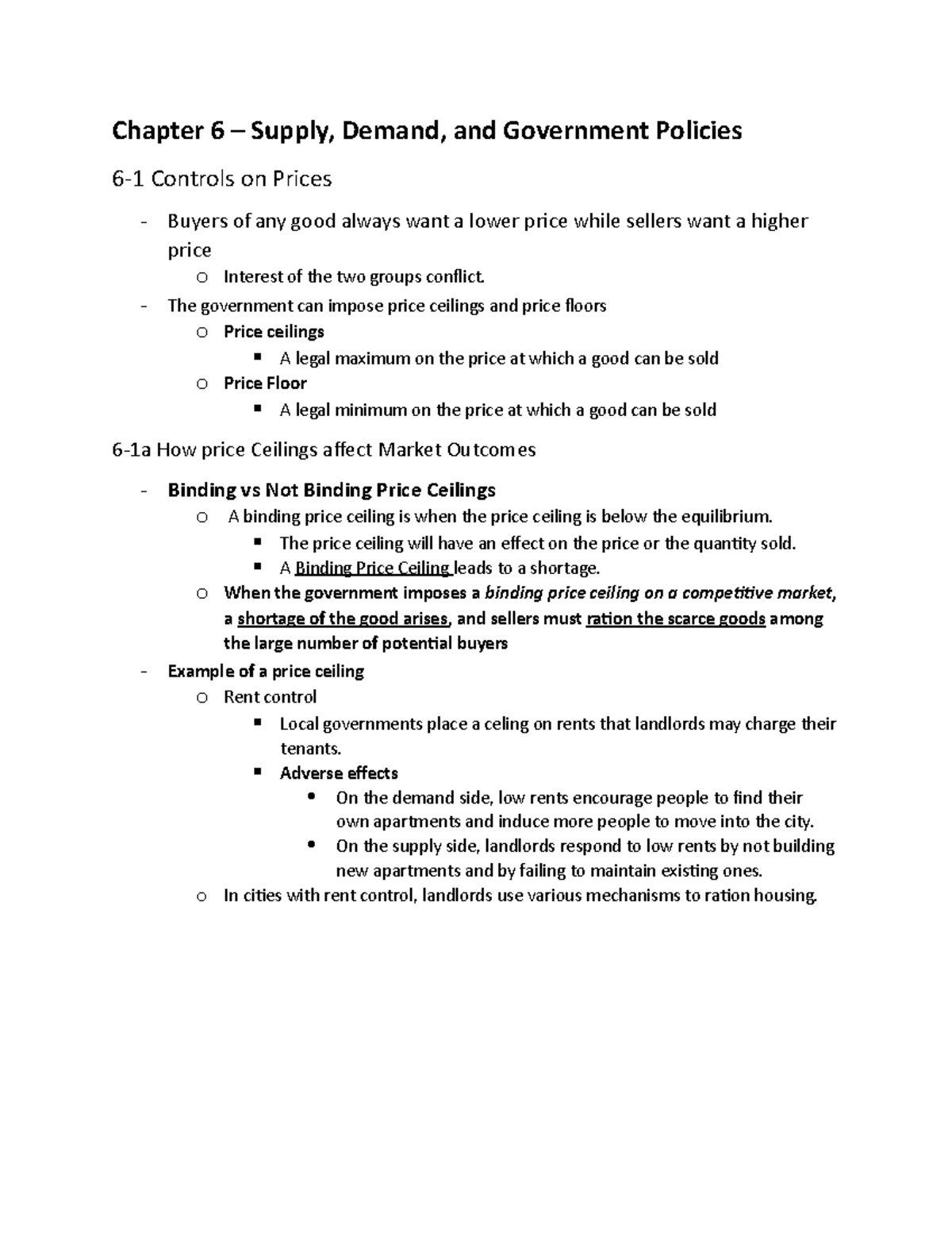 Chapter 6 - Supply Demand and Government Policies - Chapter 6 – Supply ...