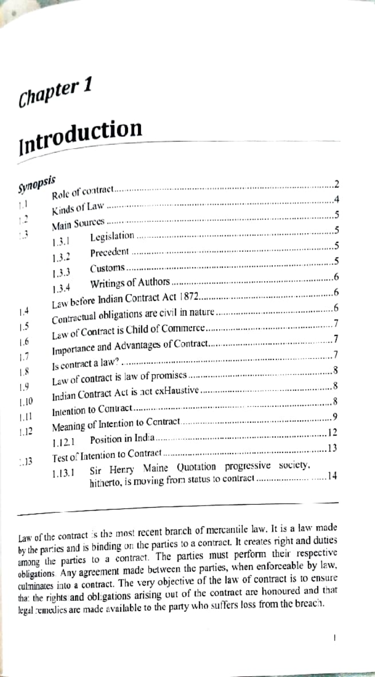 Adobe Scan 01-Nov-2023 - Chapter 1 Introduction Synopsis 14 1. 1. 1. 1. 1J Role ofcontract ...