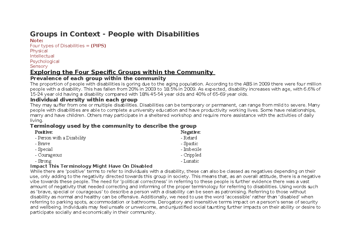 Groups in Context PWD - Groups in Context - People with Disabilities ...