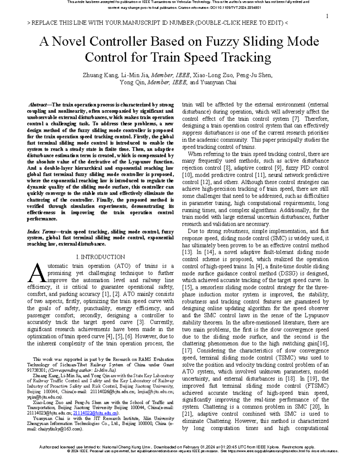 A Novel Controller Based On Fuzzy Sliding Mode Control For Train Speed