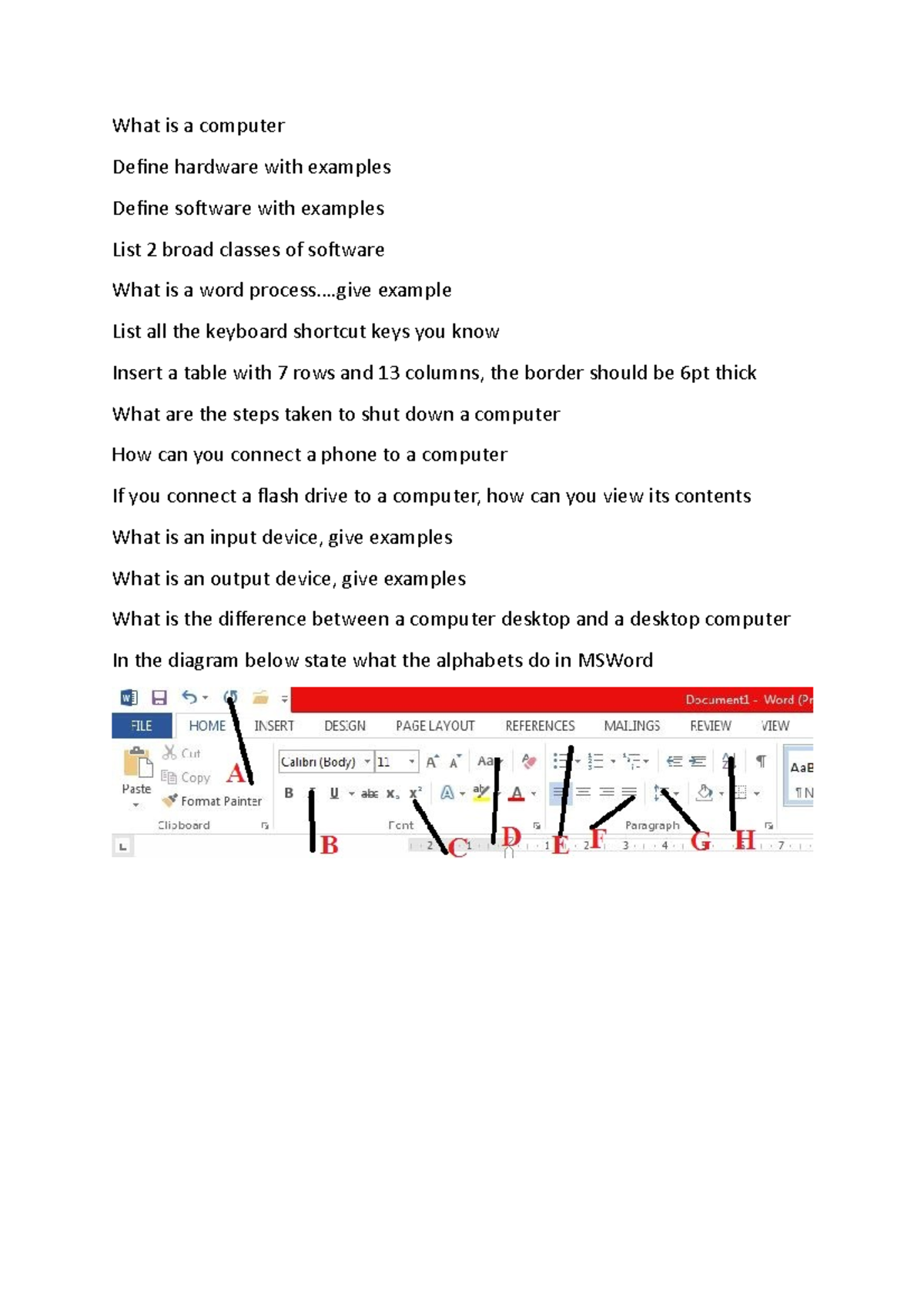 Basic test - What is a computer Define hardware with examples Define ...