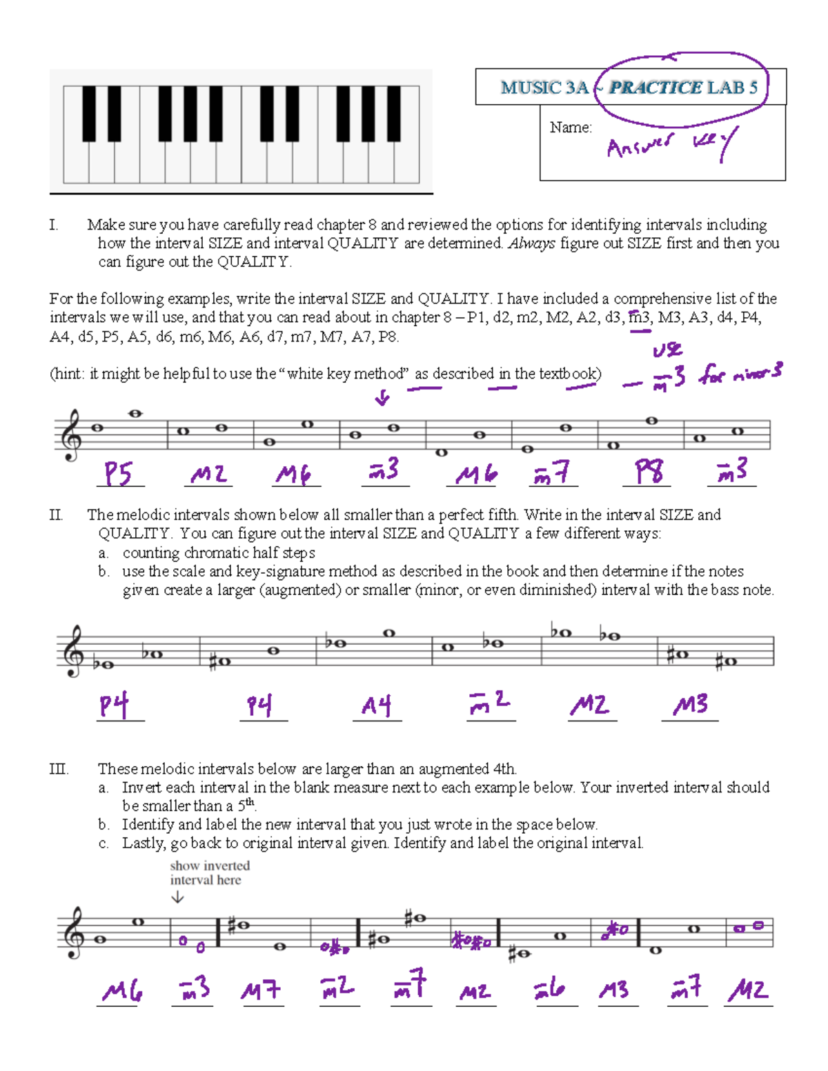 Practice ANS KEY for lab 5 - I. Make sure you have carefully read ...