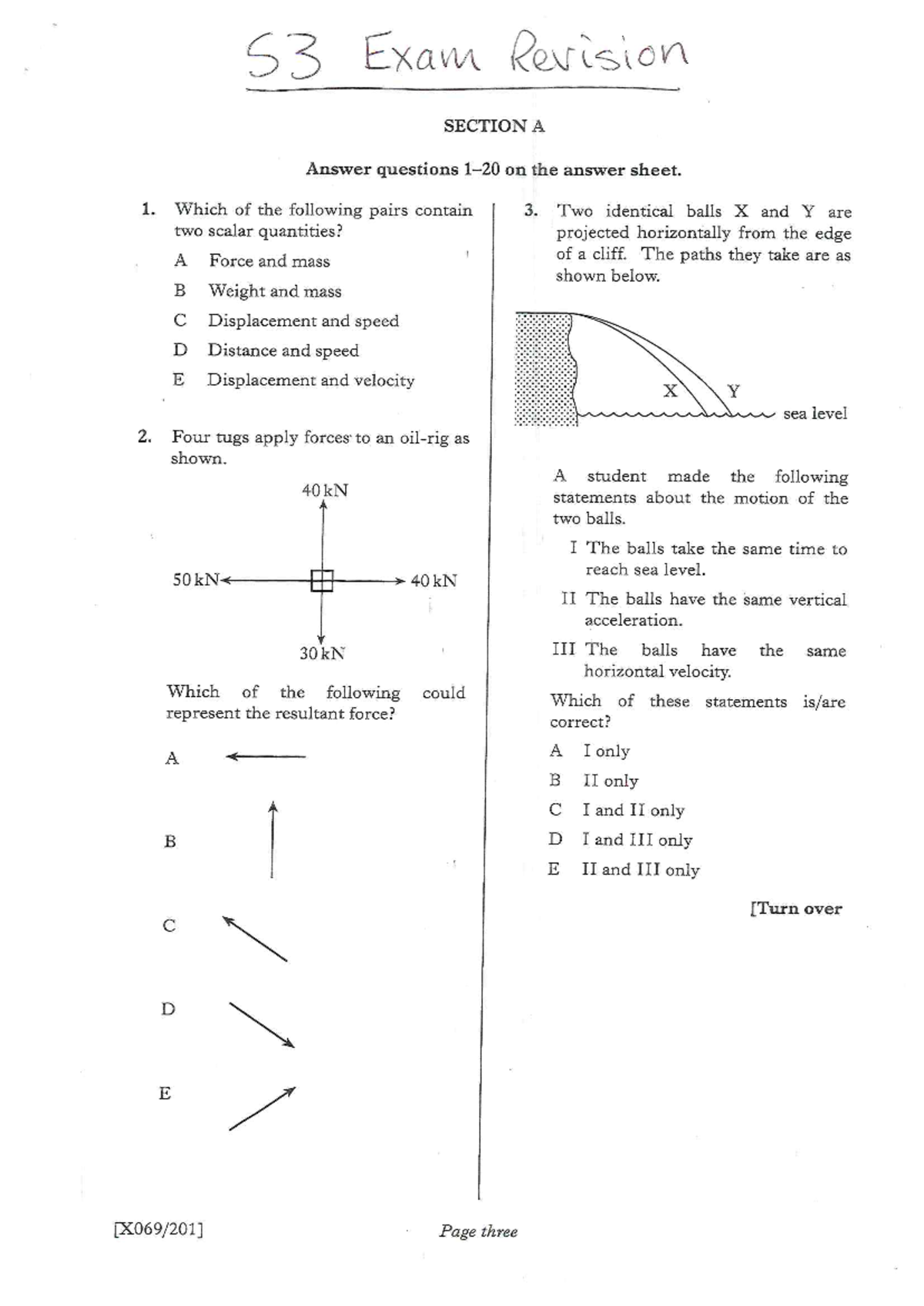 S3 exam revision past papers - 53 Exam Revision SECTION A Answer ...