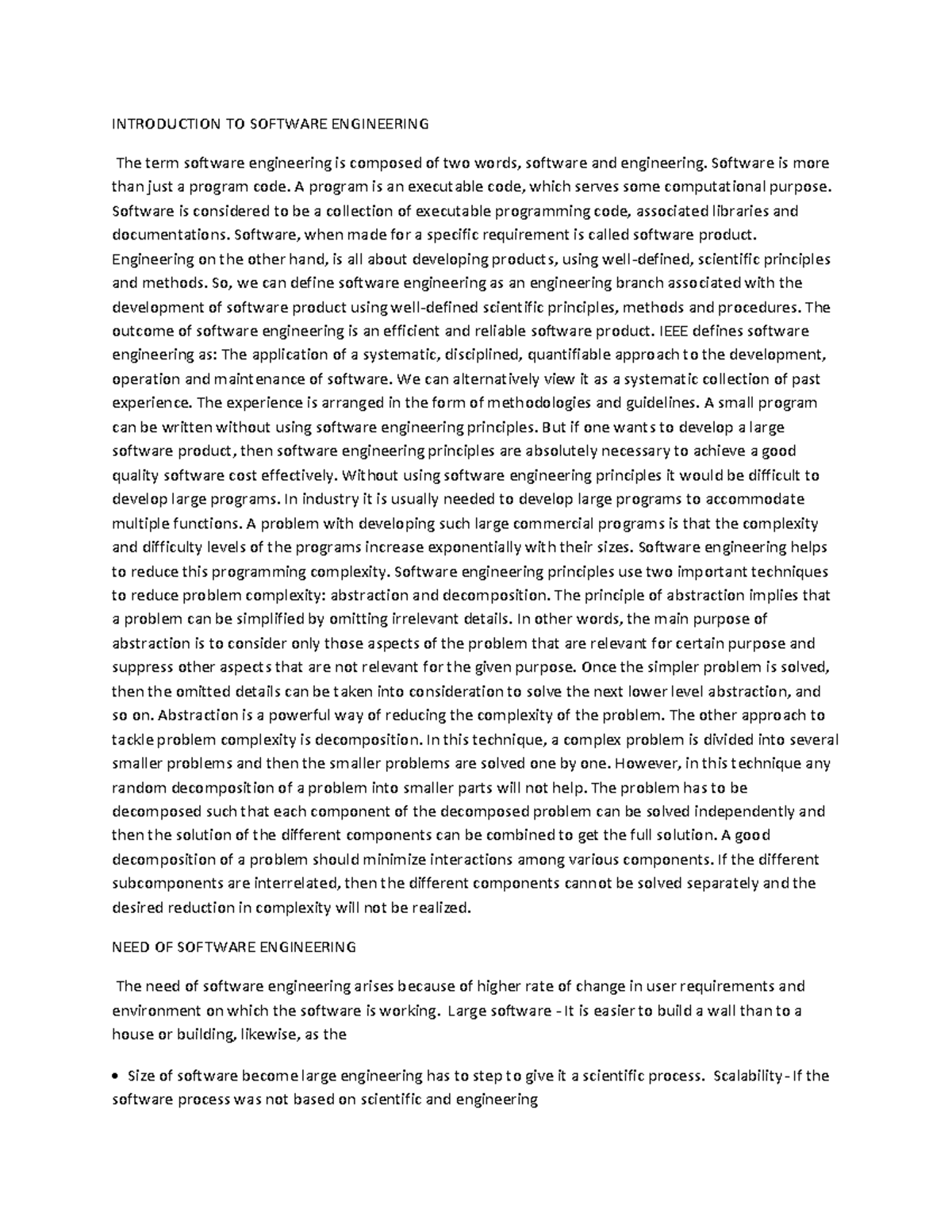 Software Engineering - Lecture notes 6-9 - INTRODUCTION TO SOFTWARE ...