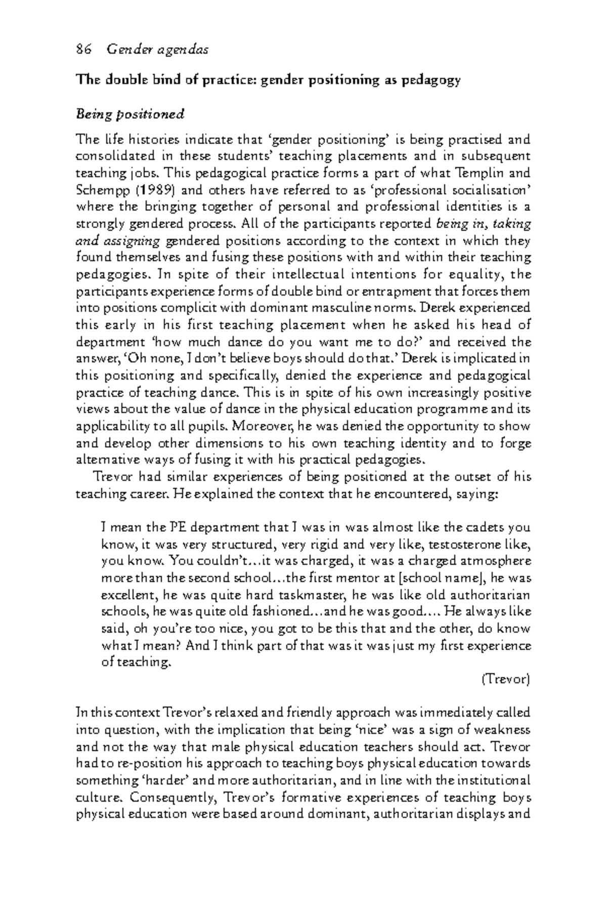 Physical education-238 - 86 Gender agendas The double bind of practice ...