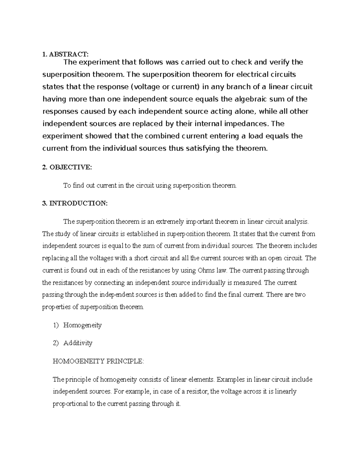 Superposition report - Dr. Richard Ongeri - 1. ABSTRACT: The experiment ...