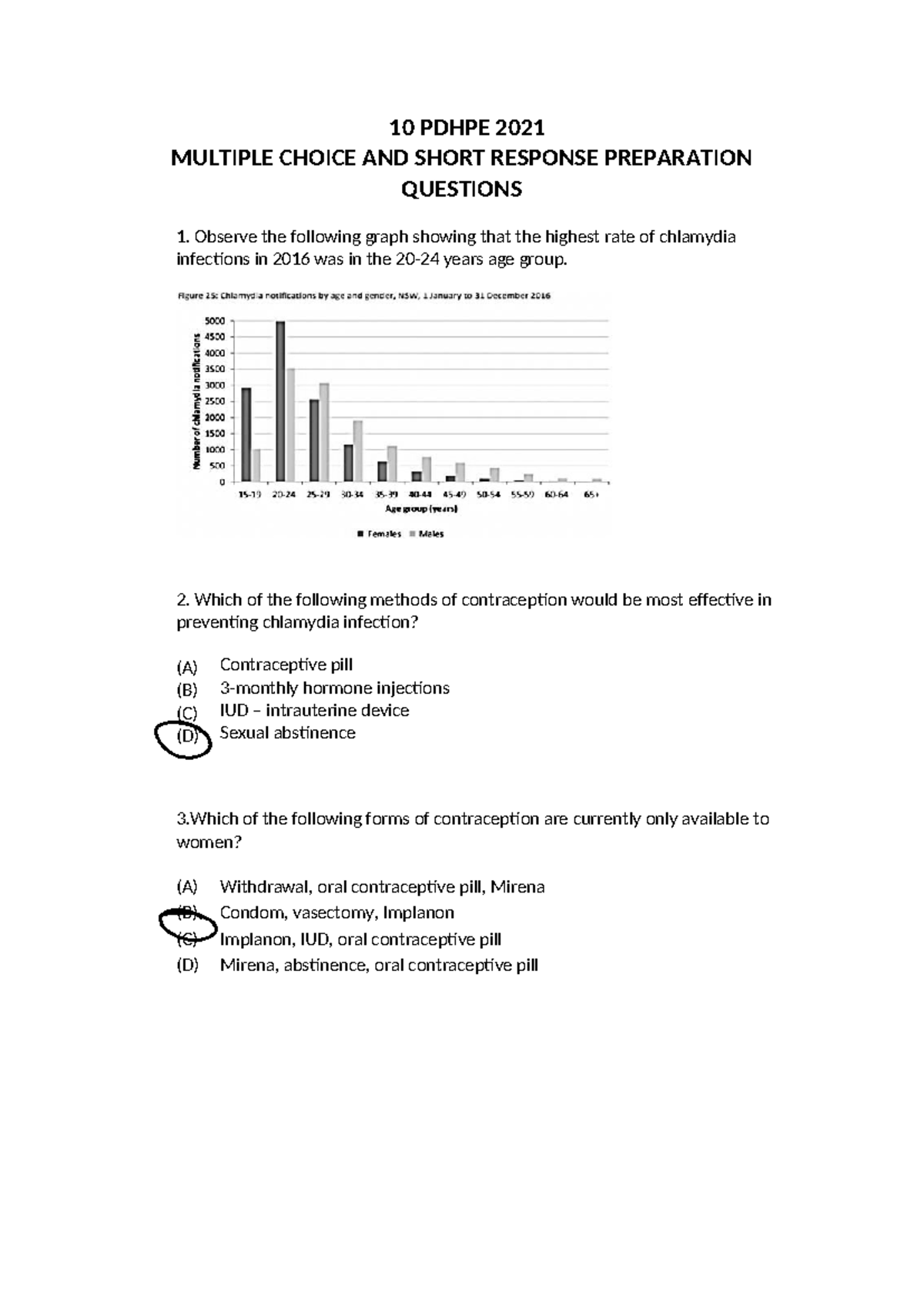 10 Pdhpe Yearly Assessment Practice Q's - 10 PDHPE 2021 MULTIPLE CHOICE ...