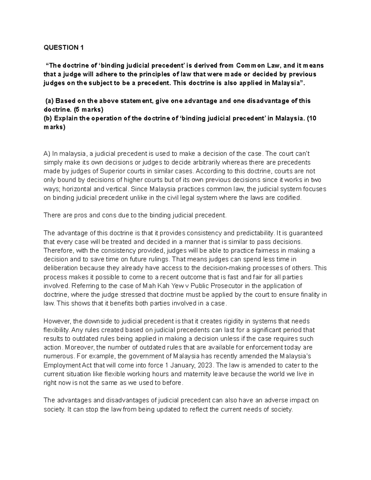 Chapter 4 legislative process - QUESTION 1 “The doctrine of ‘binding ...