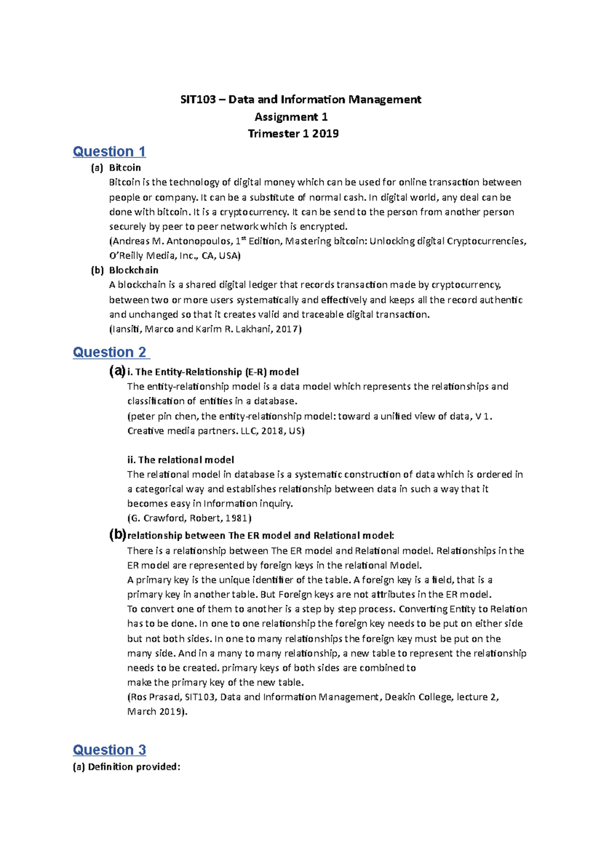 Data and Information Management - Melbourne Institute of Business and ...