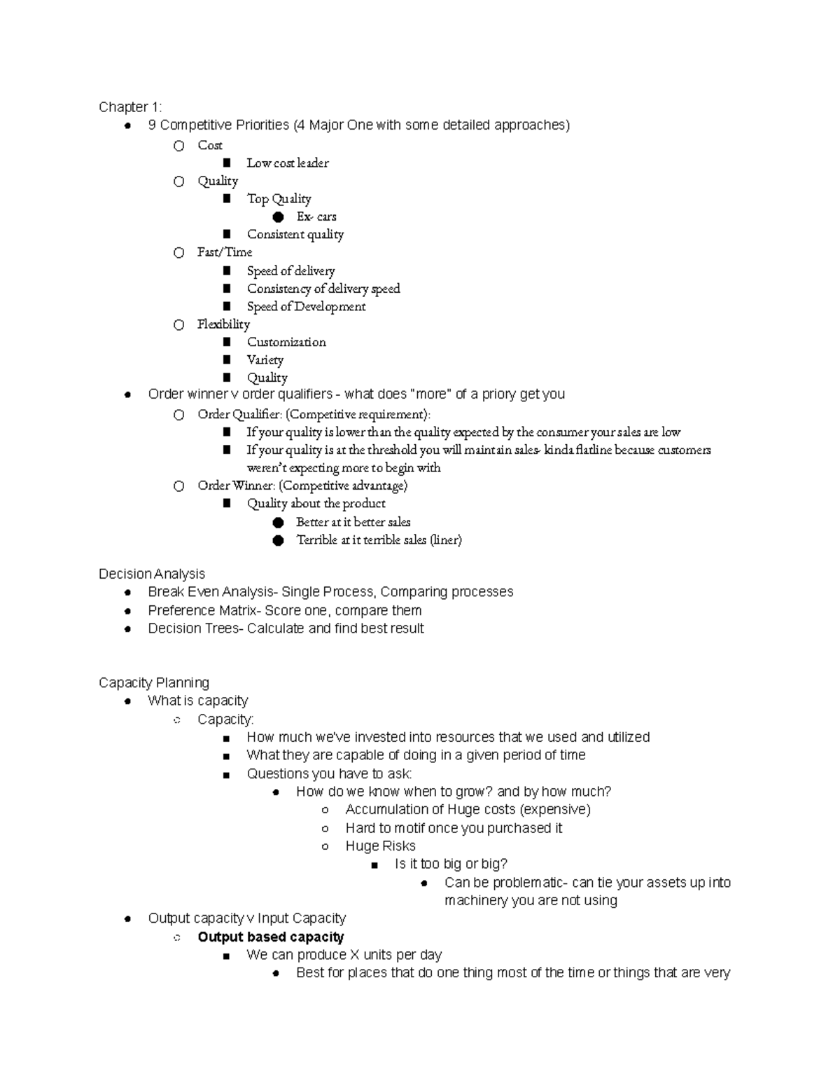 SCM Study Guide - Chapter 1: 9 Competitive Priorities (4 Major One with ...