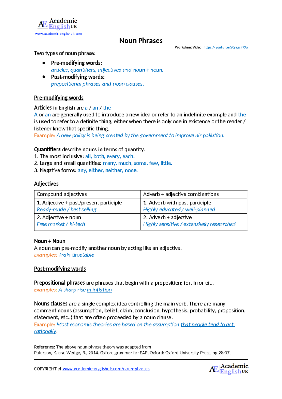 Academic noun phrases - course notes - academic-englishuk Noun Phrases ...
