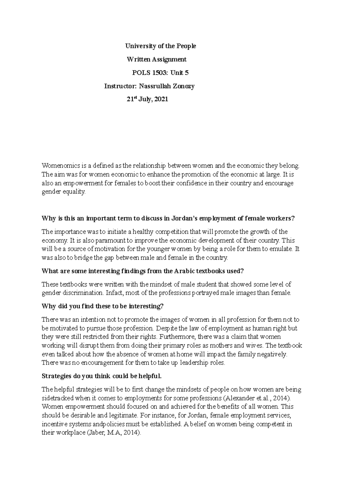 POLS 1503 Written Assignment Unit 5 - POLS 1503 - UoPeople - Studocu