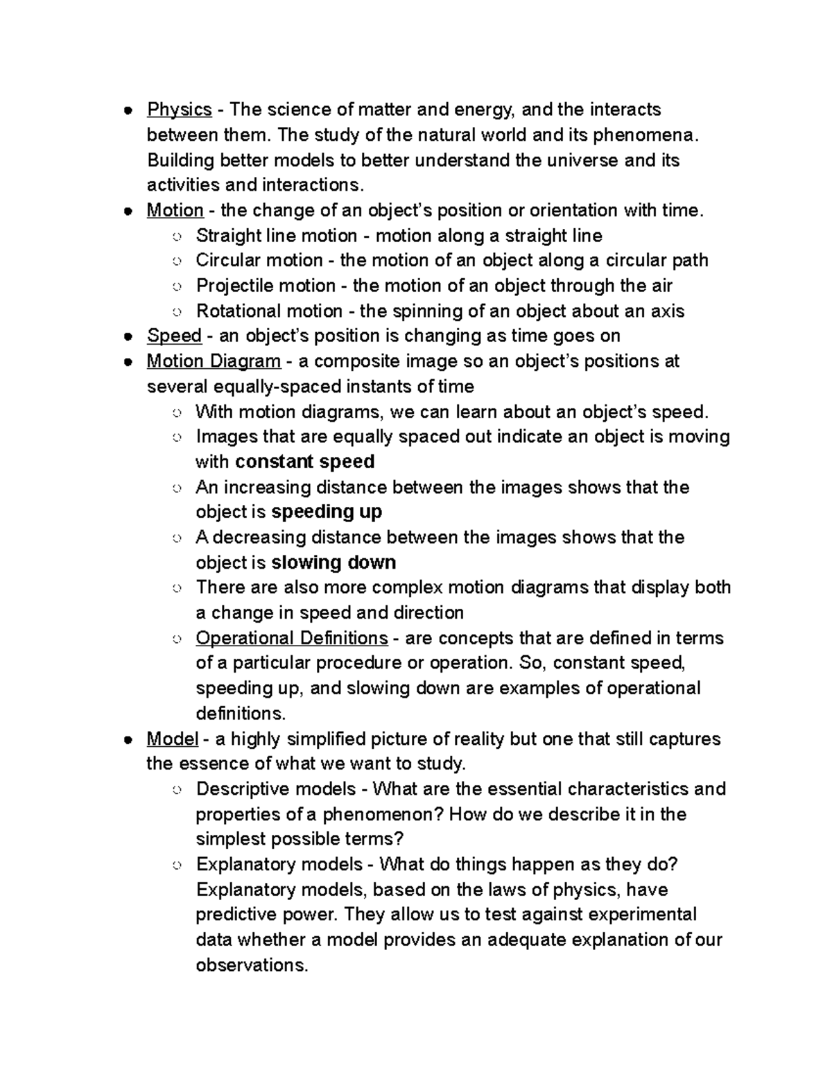 Chapter 1 Notes - Physics - The science of matter and energy, and the ...
