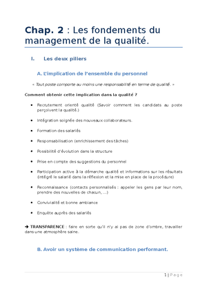 M1 - Management de la qualité des services - Chapitre 1 - Introduction à la qualité - Chap. 1 ...