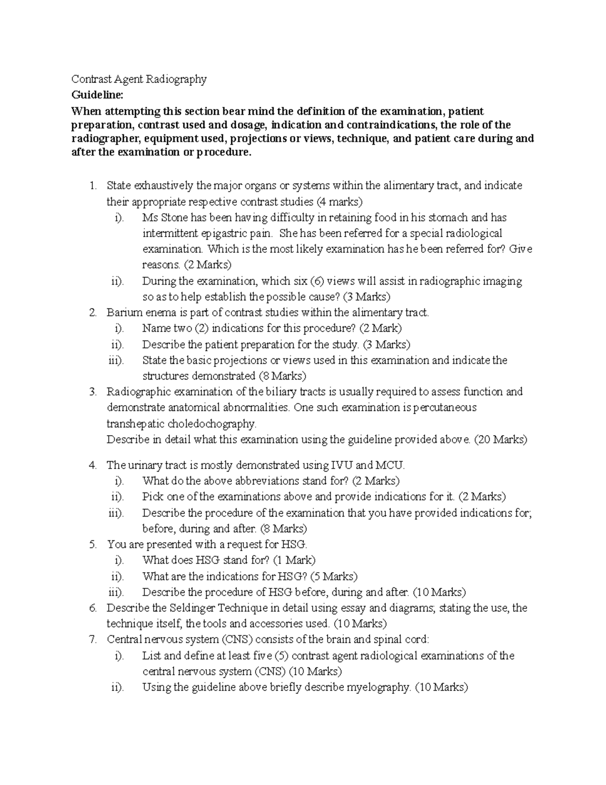 Contrast Agent Radiography Questions Dec 2021 - Contrast Agent ...