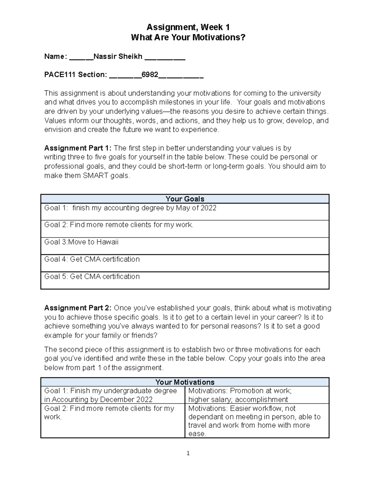 Week 1 Assignment Sheikh for week 1 answer - Assignment, Week 1 What ...