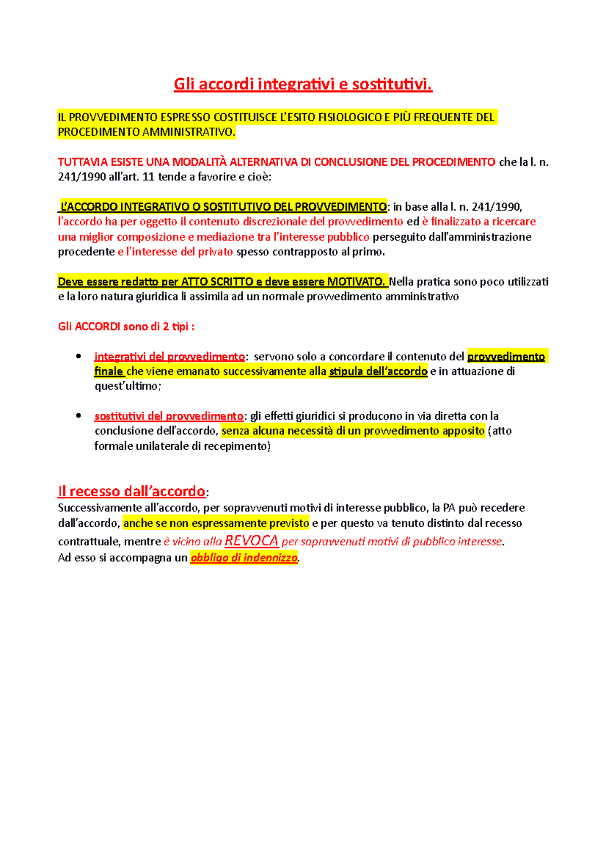 Accordi Integrativi E Sostitutivi Art. 11 - Gli accordi integrativi e sostitutivi. IL ...