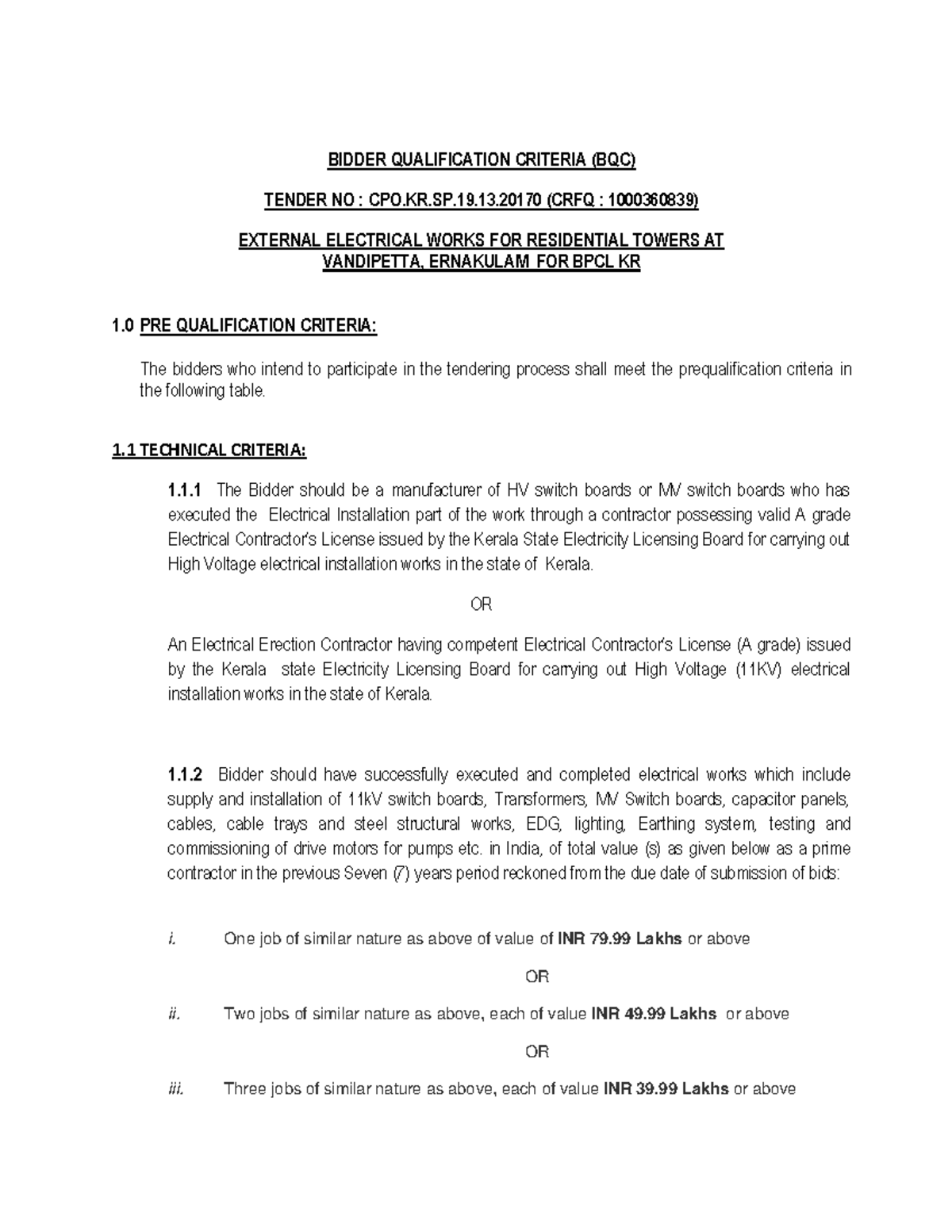 J. Bidder Qualification Criteria - BIDDER QUALIFICATION CRITERIA (BQC ...