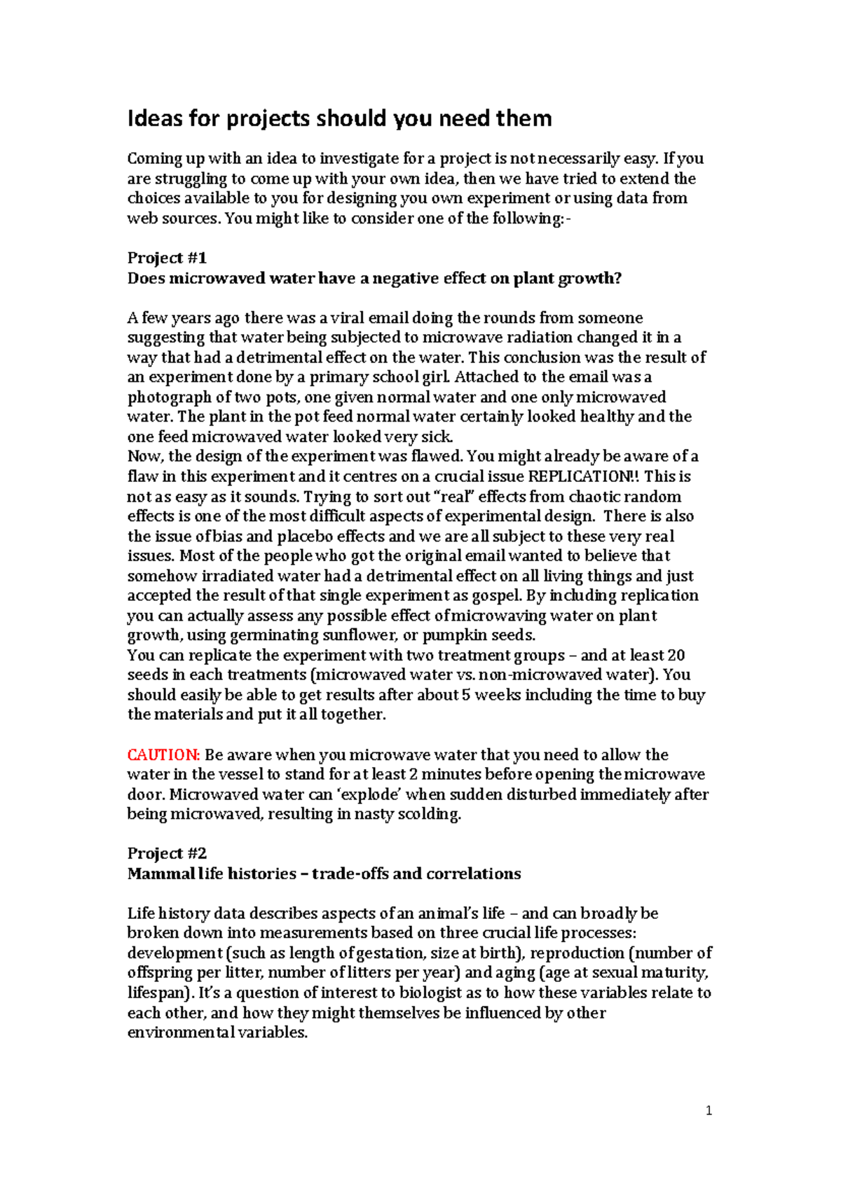 SLE251 Project ideas - Help - Ideas for projects should you need them ...
