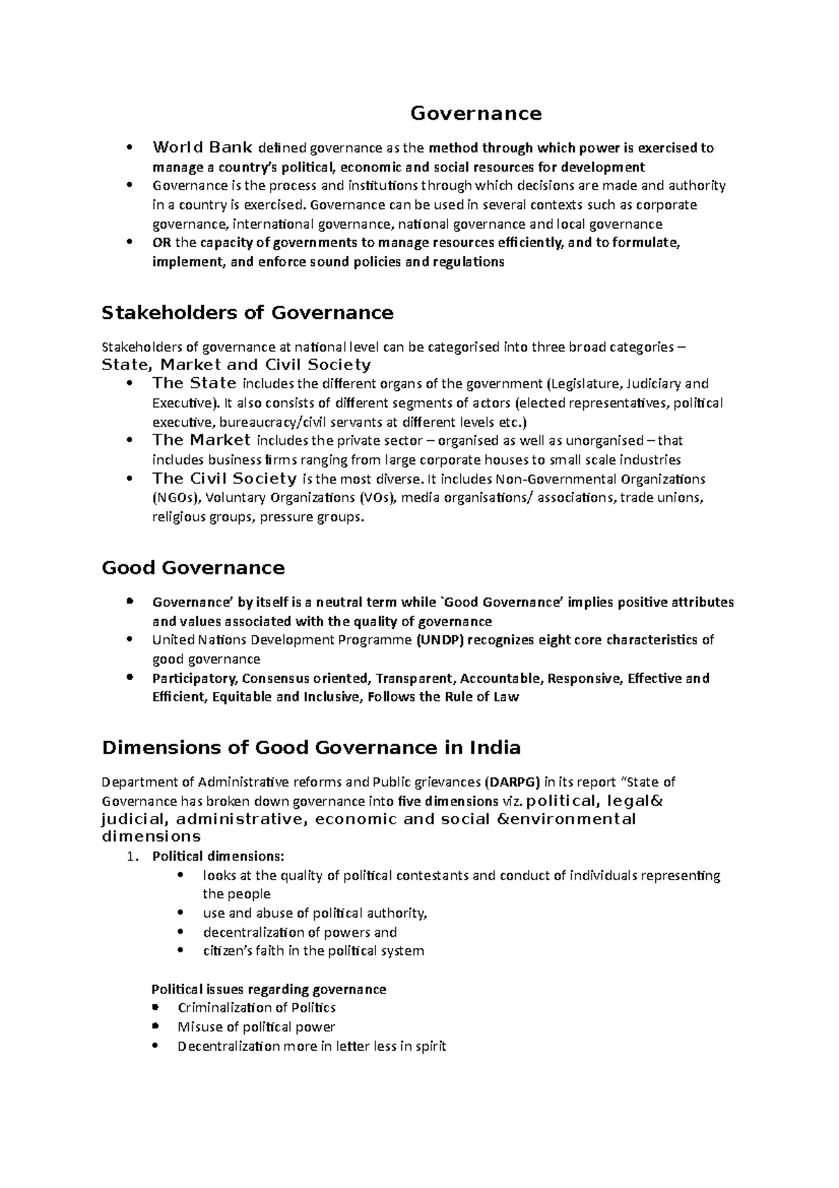Good Governance - Governance World Bank defined governance as the ...