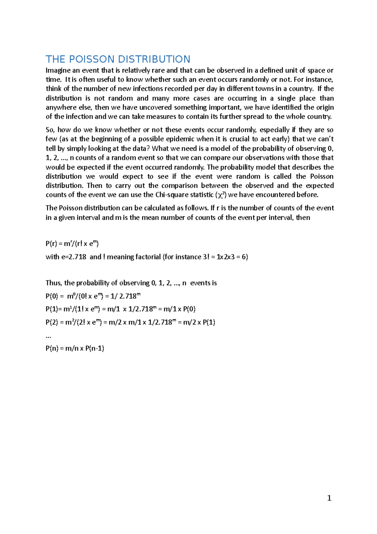 Poisson distribution - THE POISSON DISTRIBUTION Imagine an event that ...
