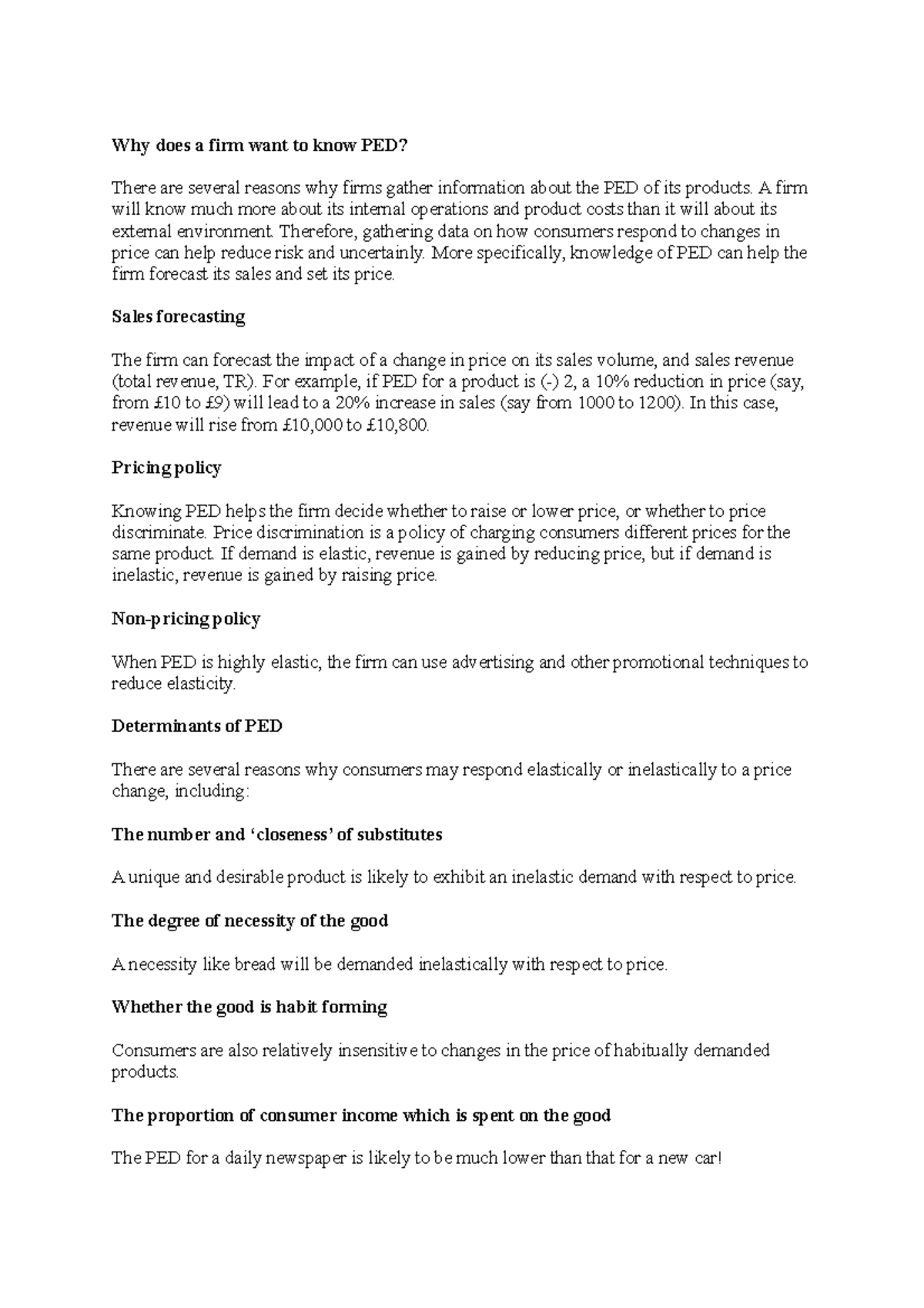 Why does a firm want to know PED - A firm will know much more about its ...