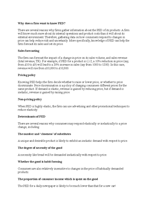 Different level PED questions - Elasticity - PED questions You must all ...