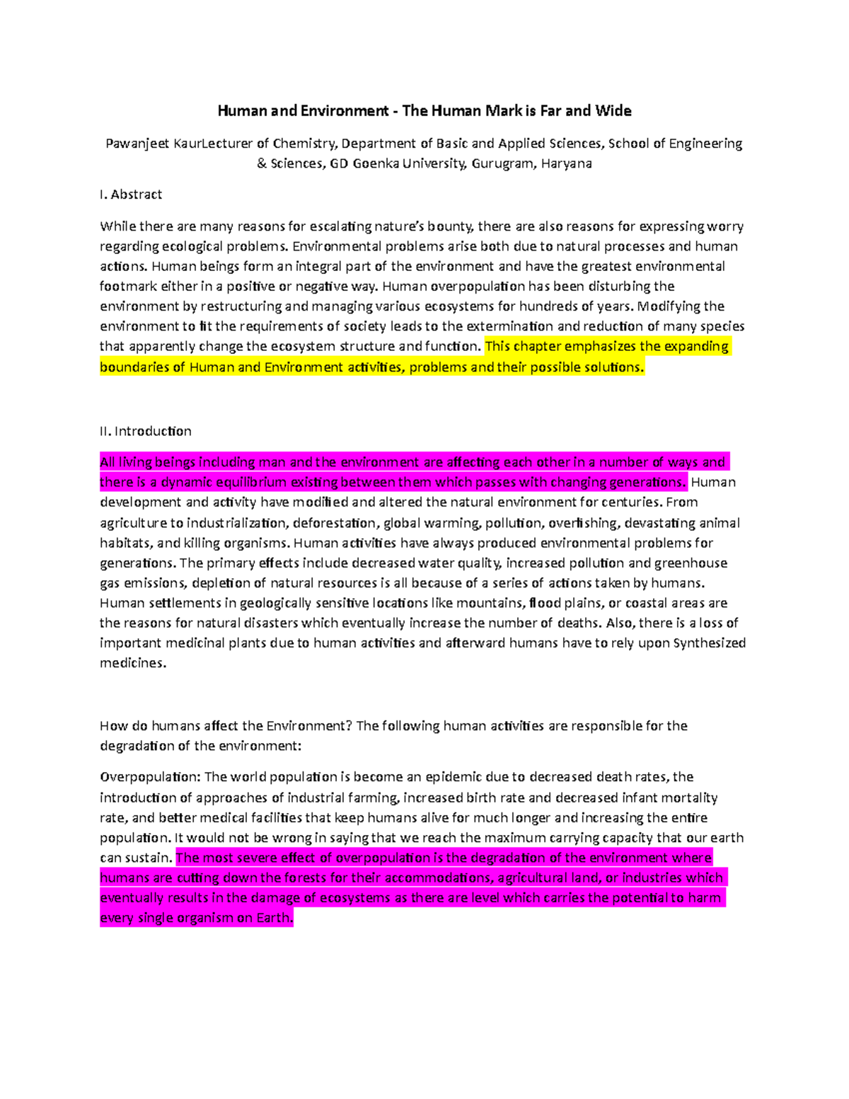 Research article - Human and Environment - The Human Mark is Far and ...