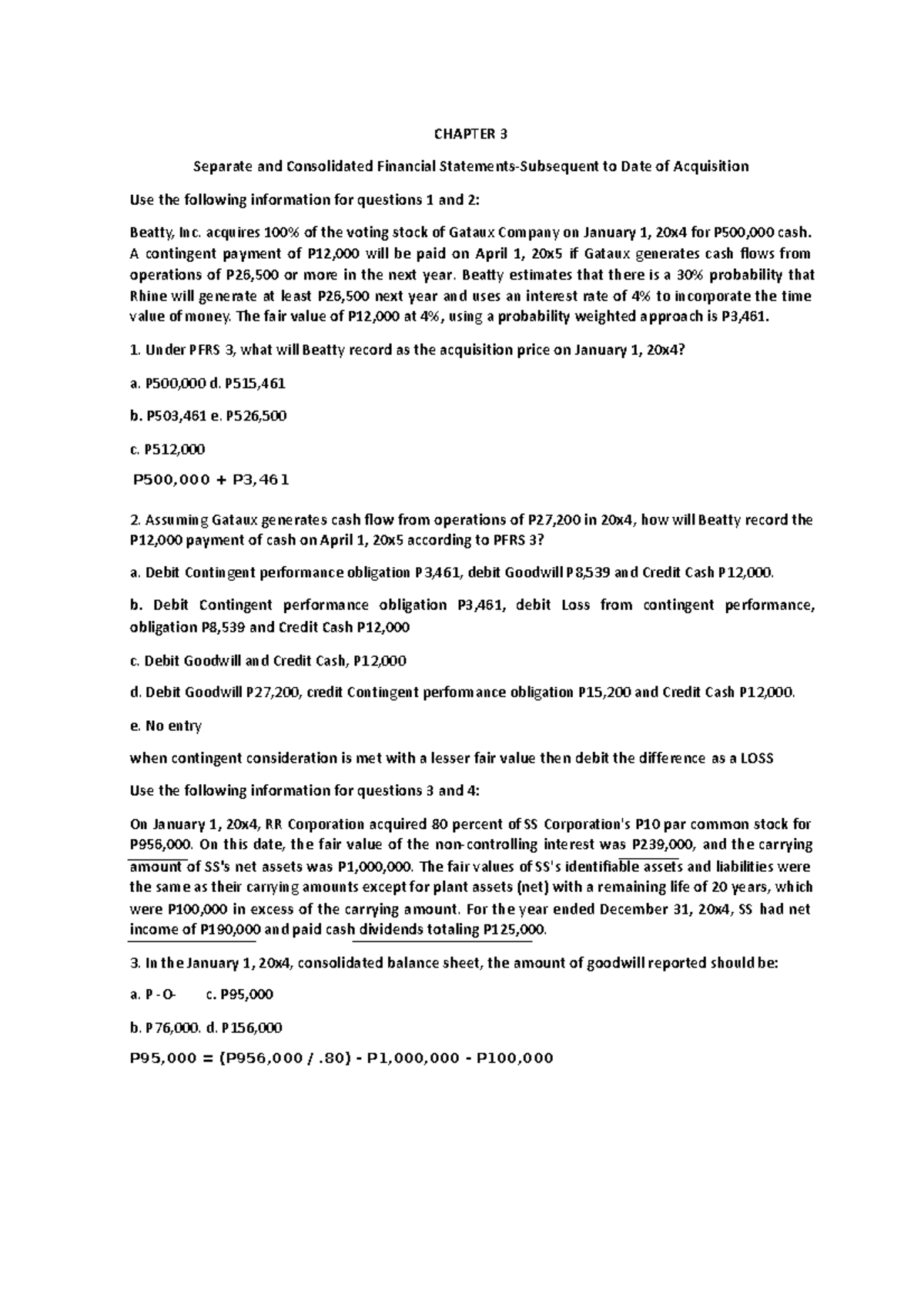 Chapter-3-mcq-afar-2 compress - CHAPTER 3 Separate and Consolidated Financial Statements ...