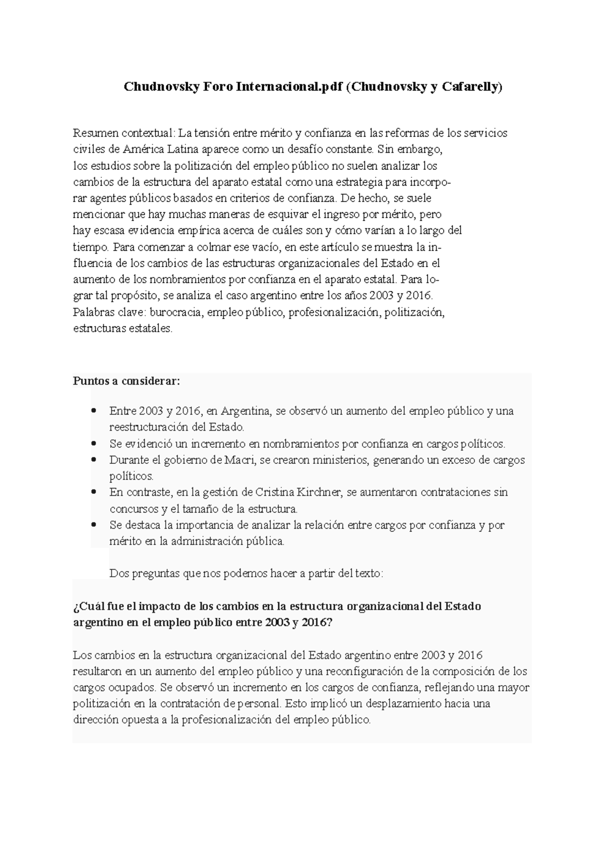 Resumen Chudnovsky y Cafarelly Foro Internacional - Chudnovsky Foro ...