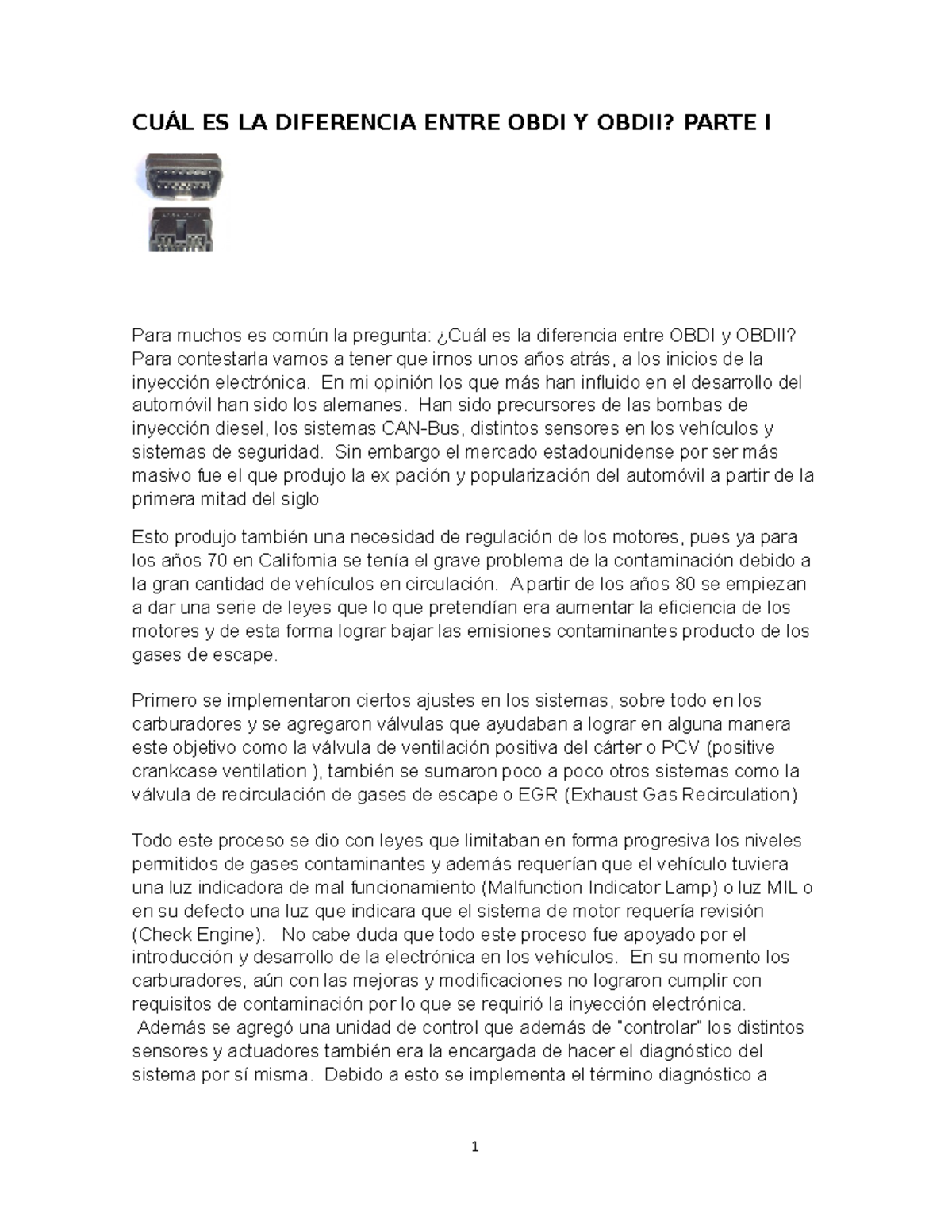 CUÁL ES LA Diferencia Entre OBDI Y Obdii - CUÁL ES LA DIFERENCIA ENTRE ...