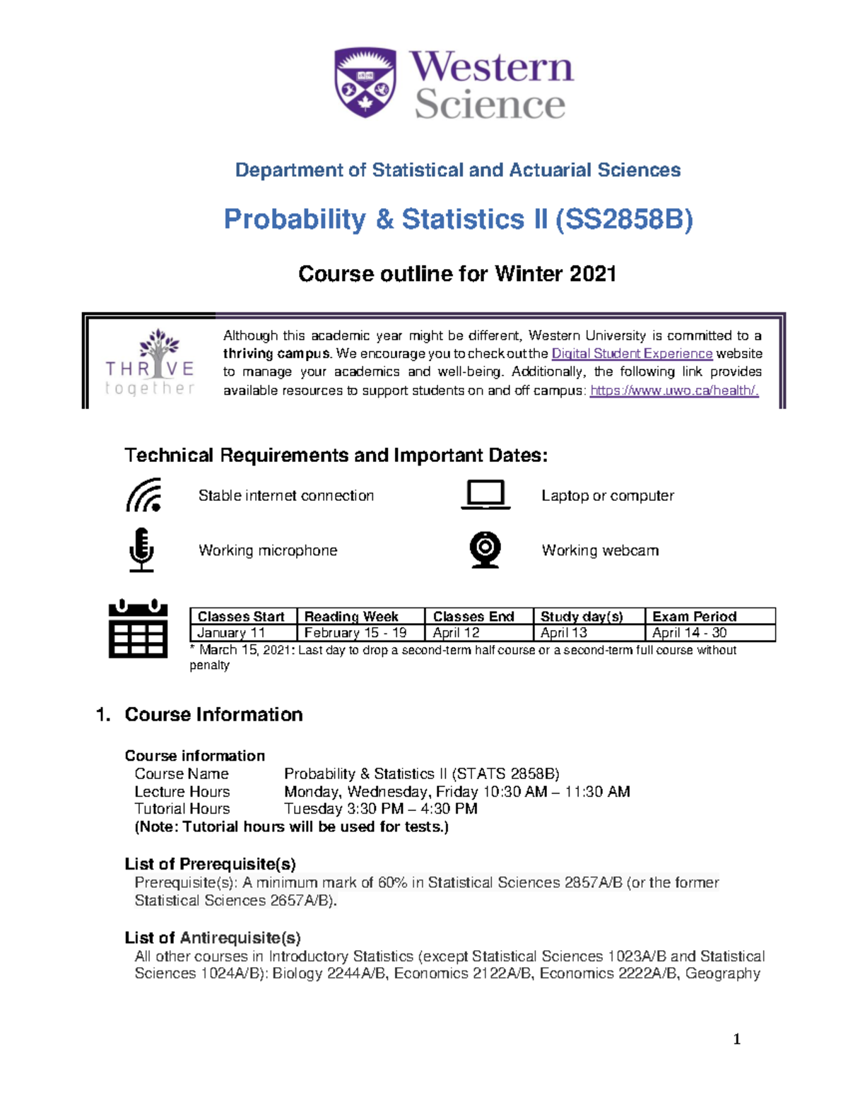 Course outline revised - Department of Statistical and Actuarial ...