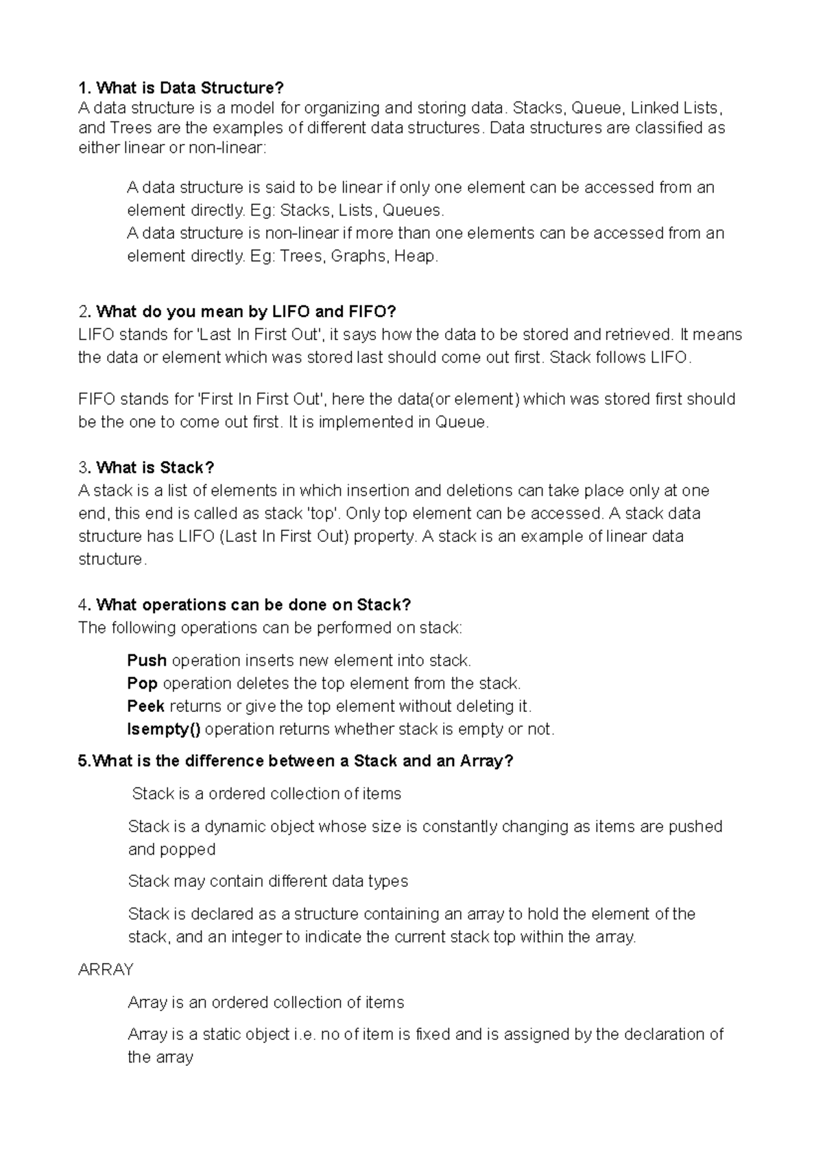 DS VIVA - What is Data Structure? A data structure is a model for ...