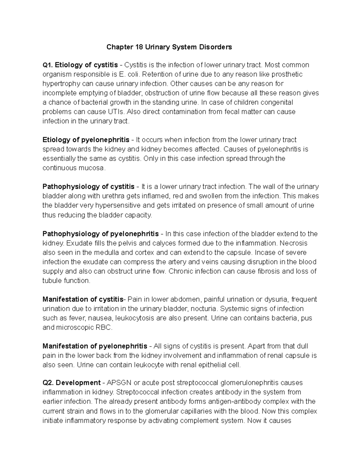 Chapter 18Urinary System Disorders - Chapter 18 Urinary System ...
