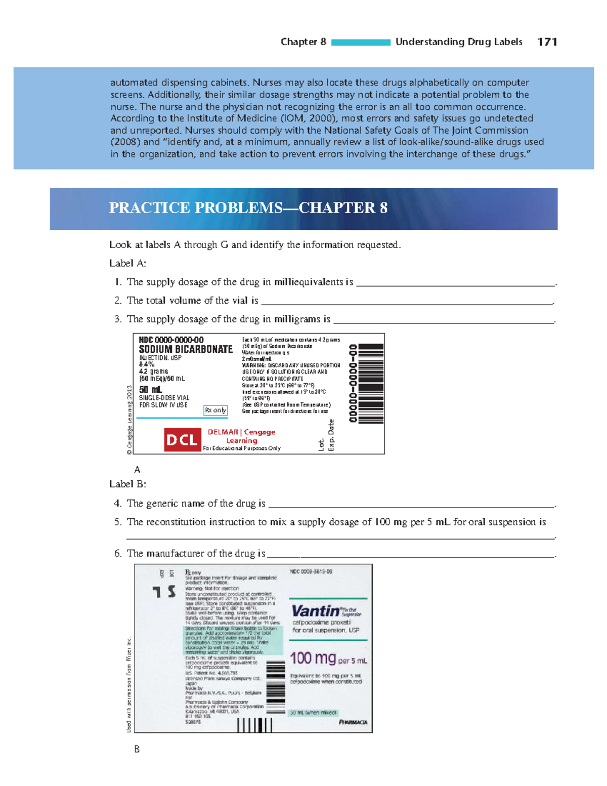 CH 8 HW - homework - Chapter 8 Understanding Drug Labels 171 automated ...