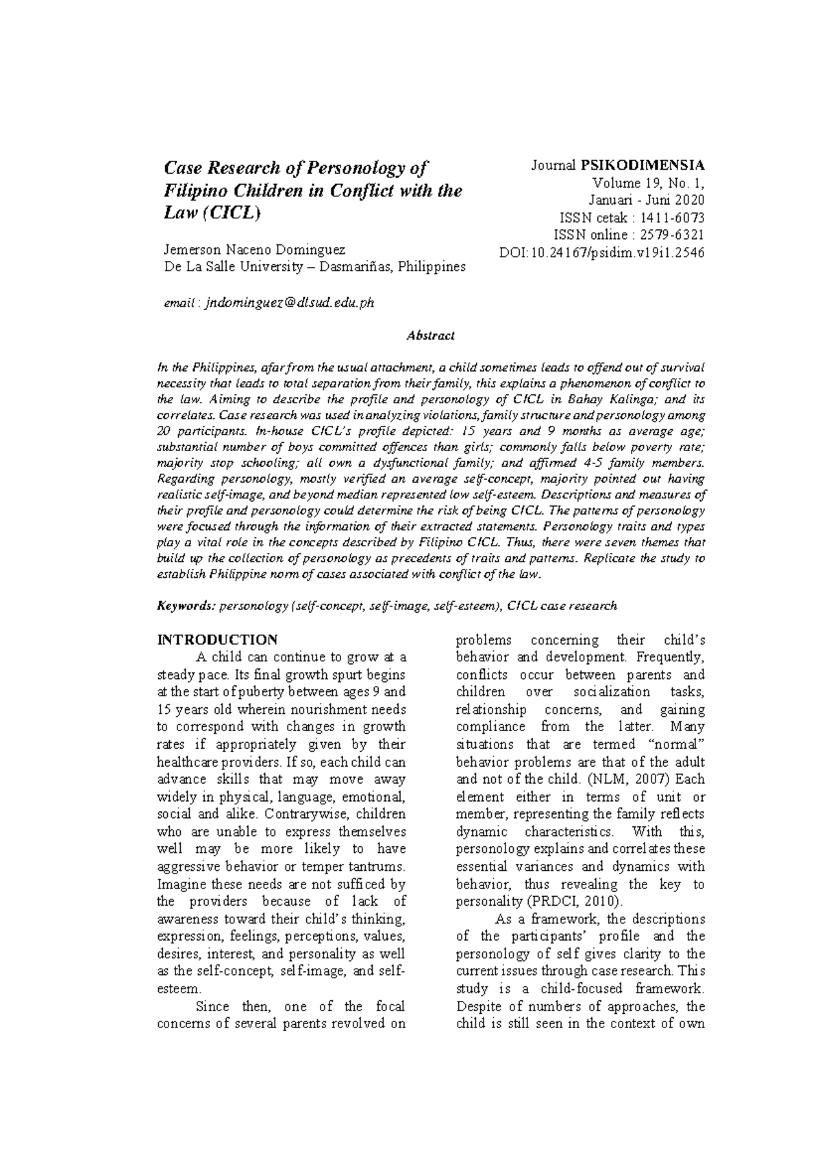 Case Research of Personology of Filipino - Case Research of Personology ...